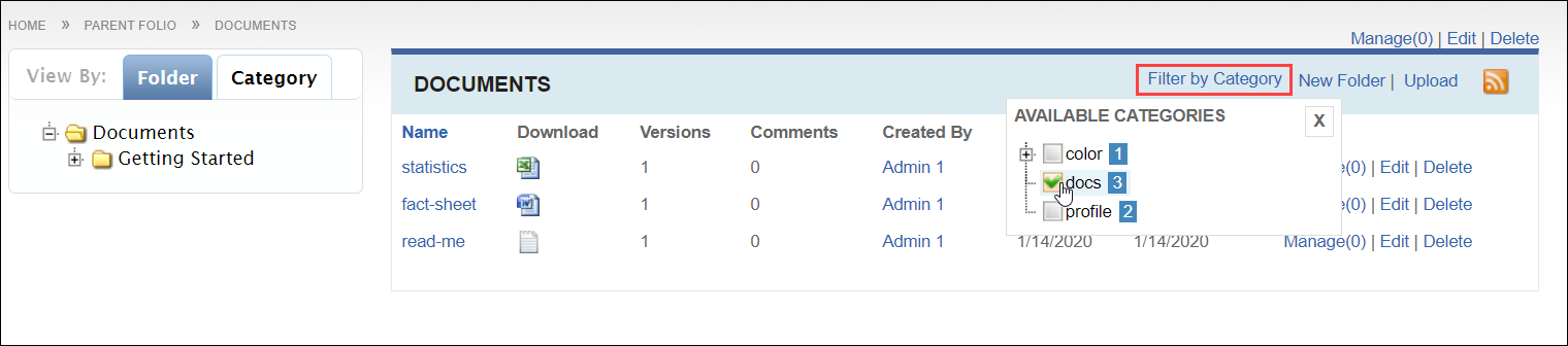 Filtering by Categories