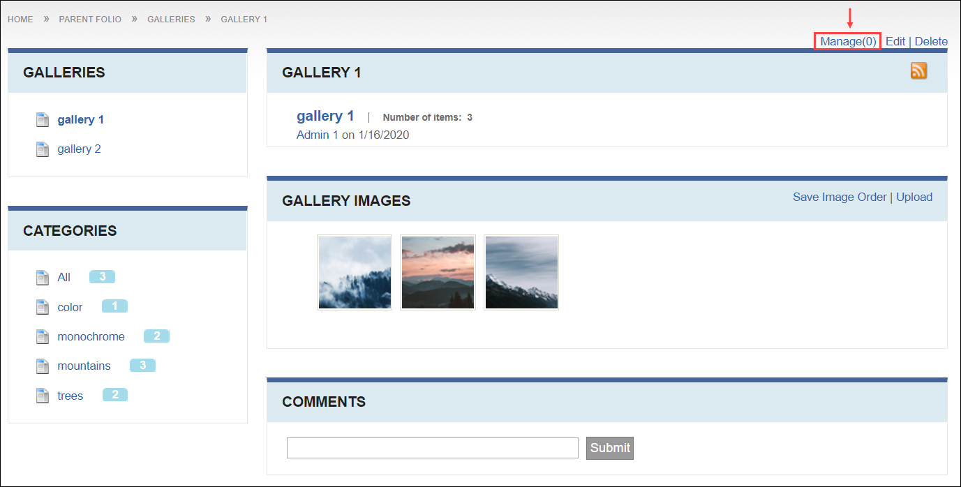 Managing Galleries